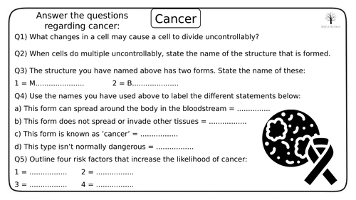 Cancer - GCSE Biology Worksheet | Teaching Resources
