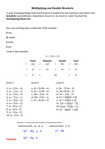 Algebra- expanding, solving equations and factorising with brackets ...