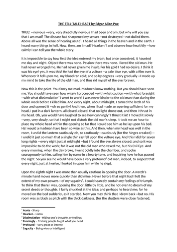 The Tell Tale Heart (Extract and Lesson) - Gothic KS3 | Teaching Resources