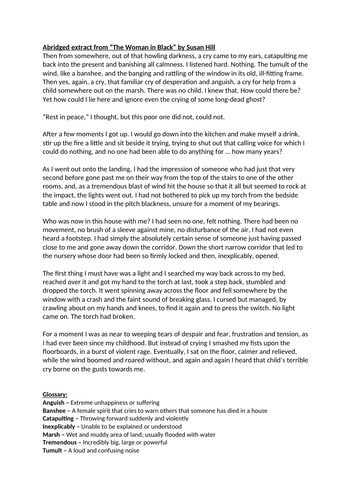 The Woman in Black (Extract and Lesson) - Gothic KS3 | Teaching Resources