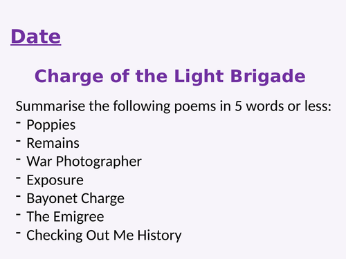 Charge of the Light Brigade (PPT & Independent Worksheet | Teaching ...