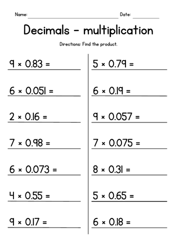 Multiplying Decimals - Multiplication Worksheets BUNDLE - Test Prep ...