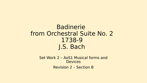 Bach Badinerie Section B | Teaching Resources