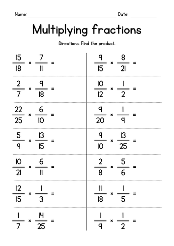 Multiplying Proper Fractions Worksheets | Teaching Resources