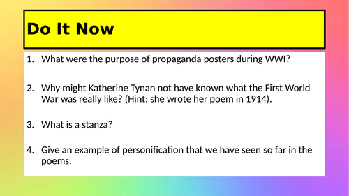 War Poetry - KS3 full scheme of work | Teaching Resources