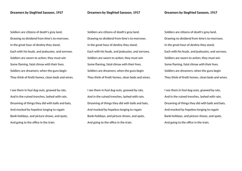 War Poetry - KS3 full scheme of work | Teaching Resources