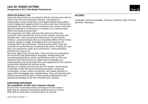 Radio Acting: BTEC Drama resources | Teaching Resources