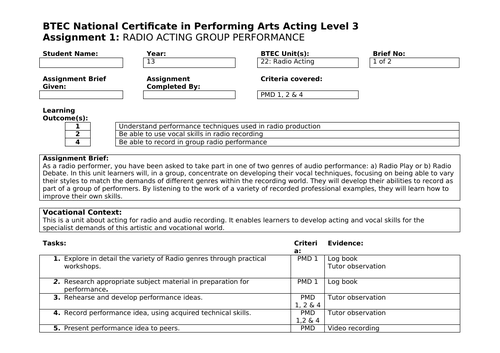 Radio Acting: BTEC Drama resources | Teaching Resources