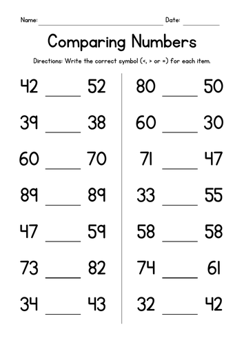 Comparing Numbers Worksheets | Teaching Resources