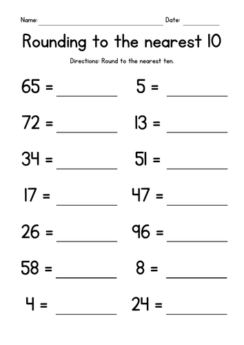 Rounding to the Nearest 10 Worksheets | Teaching Resources