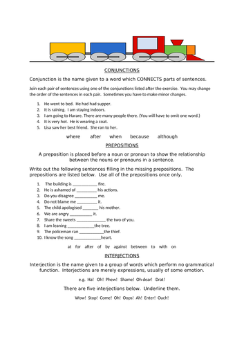 Parts of Speech: Conjunctions, Prepositions and Interjections ...