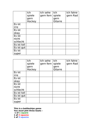 battleships stimmt pages 56 and 57 - hobbies and opinions | Teaching ...