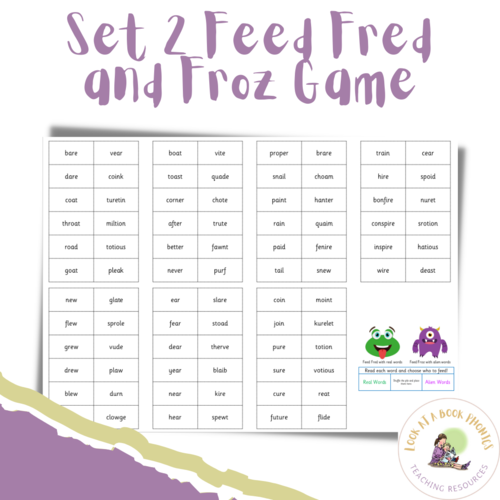 RWI Set 2 Feed Fred and Froz Real and Alien Words Game Pack | Teaching ...