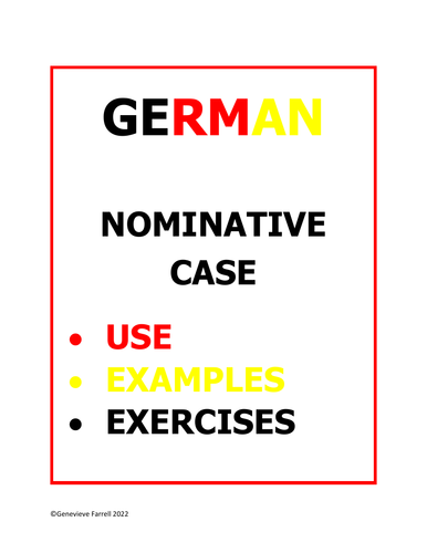 German Grammar - The Nominative Case | Teaching Resources