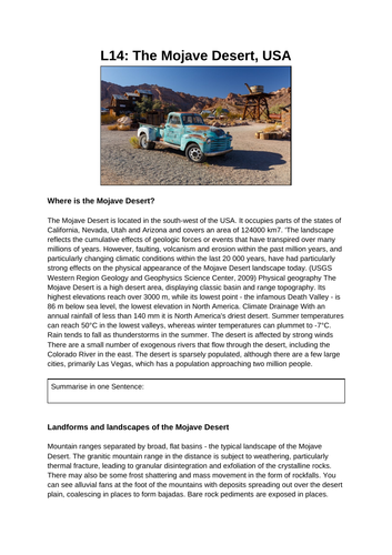 Desert Case Study Landforms | Teaching Resources