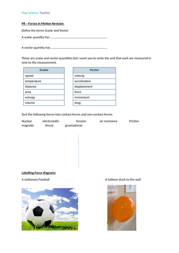 Forces Revision Worksheet | Teaching Resources