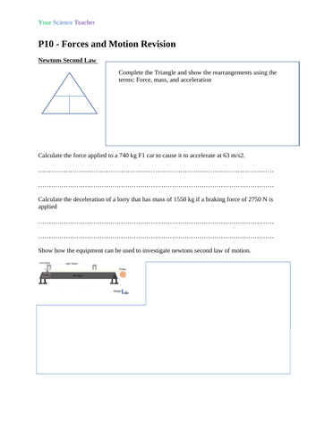 Forces and Motion Worksheet | Teaching Resources