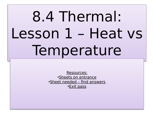 AQA KS3 Heating and cooling complete lesson package | Teaching Resources