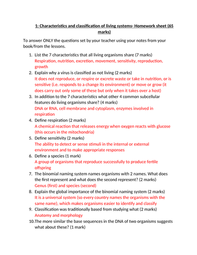 IGCSE Biology- Characteristics and Classification (2023 Cambridge ...