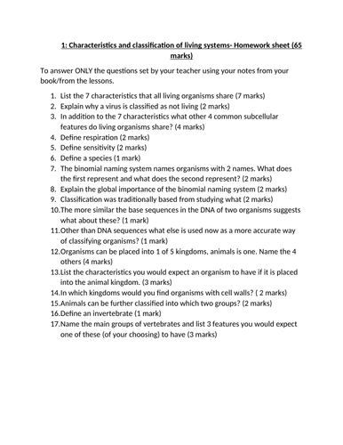 IGCSE Biology- Characteristics and Classification (2023 Cambridge ...