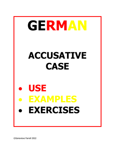 German Grammar - The Accusative Case | Teaching Resources