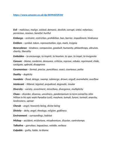 Year 6 English Synonyms - Lesson Plan - Expanding Vocabulary | Teaching ...