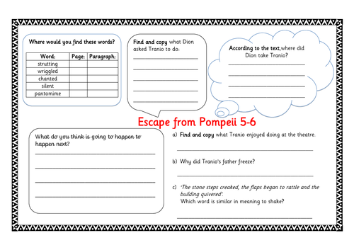 Escape From Pompeii Comprehension Mats Shared / Guided Reading ...