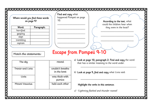 Escape From Pompeii Comprehension Mats Shared / Guided Reading ...