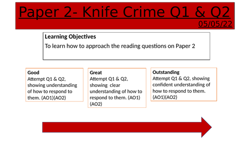 AQA GCSE English Paper 2 Practice - Knife crime resources-Lennie James ...