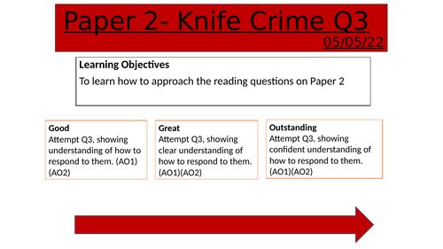 AQA GCSE English Paper 2 Practice - Knife crime resources-Lennie James ...