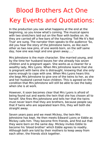 Eduqas GCSE English Literature - Blood Brothers 6 Week SOW + Revision ...