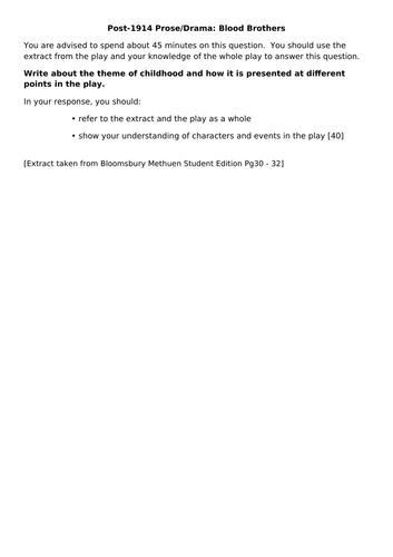 Eduqas GCSE English Literature - Blood Brothers 6 Week SOW + Revision ...