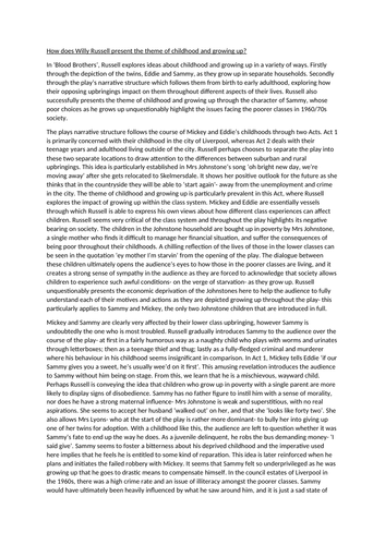 Eduqas GCSE English Literature - Blood Brothers 6 Week SOW + Revision ...