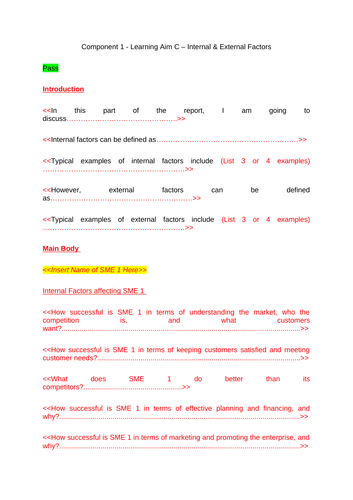 BTEC Enterprise - Component 1 - Learning Aim C (P4, P5, M3, D3 ...