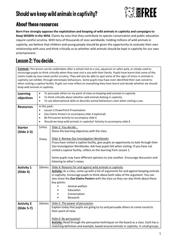 Should We Keep Wild Animals In Captivity? | Teaching Resources
