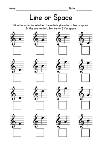 Line or Space Music Worksheets - Note Reading Practice - Treble Clef ...