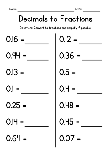 Converting Fractions, Decimals and Mixed Numbers Worksheets BUNDLE ...
