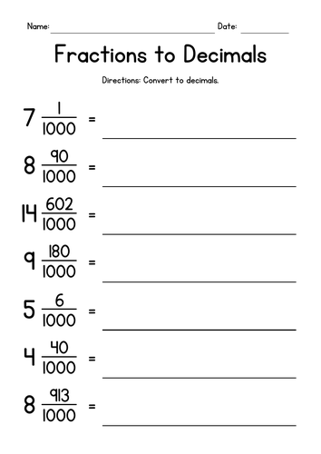 Converting Fractions, Decimals and Mixed Numbers Worksheets BUNDLE ...