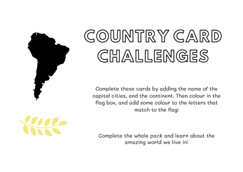 Continent challenge cards - South America | Teaching Resources