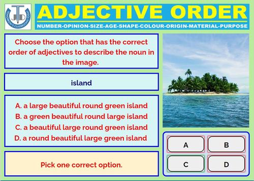 ADJECTIVE ORDER - 49 BOOM CARDS | Teaching Resources