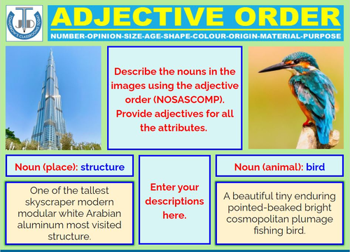 ADJECTIVE ORDER - 49 BOOM CARDS | Teaching Resources