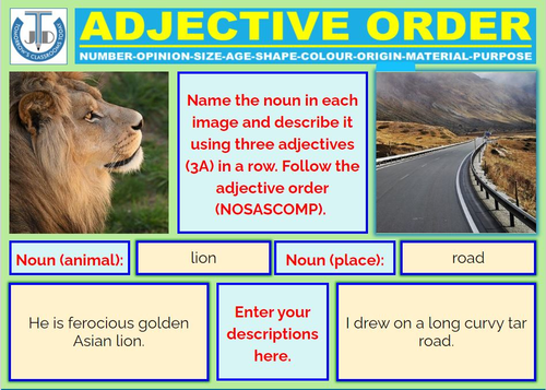 ADJECTIVE ORDER - 49 BOOM CARDS | Teaching Resources