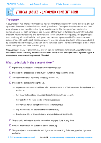 A Level Psychology: How to write a consent letter (Reporting ...