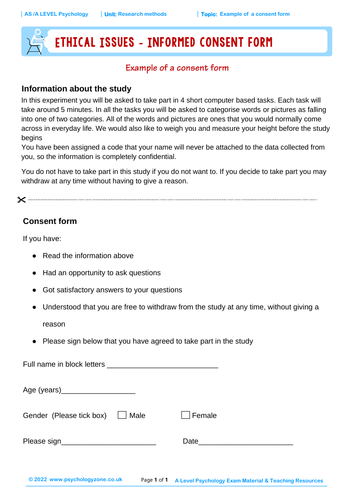 A Level Psychology: How to write a consent letter (Reporting ...
