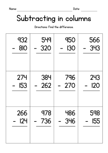 Adding & Subtracting Numbers in Columns BUNDLE - Vertical Addition ...