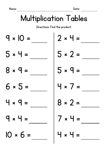 Multiplication Tables - up to 10 | Teaching Resources