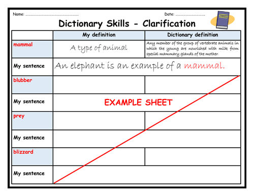 Clarify the meaning of a new word - Dictionary Work | Teaching Resources