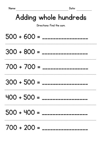 Adding & Subtracting Whole Tens and Hundreds BUNDLE - Add & Subtract ...