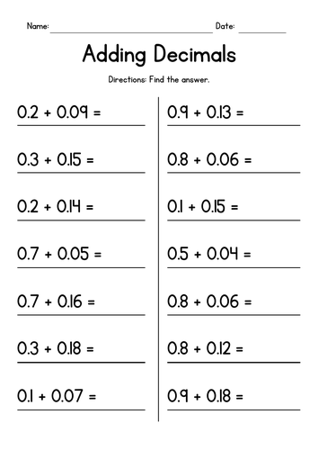 Adding & Subtracting Decimals Worksheets BUNDLE - Addition ...