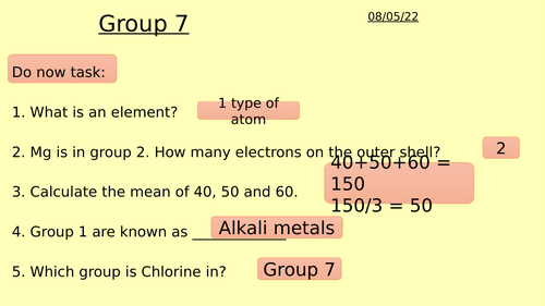 C1 Group 7 elements | Teaching Resources